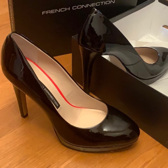 French Connection | Shoes | Bnwt Shoebox Black Patent Leather Platform ...